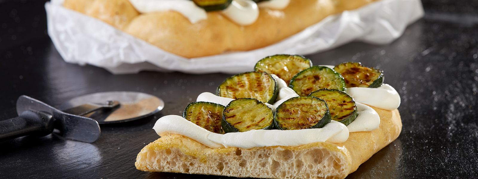 Orogel - Focaccia with stracchino cream and grilled courgettes